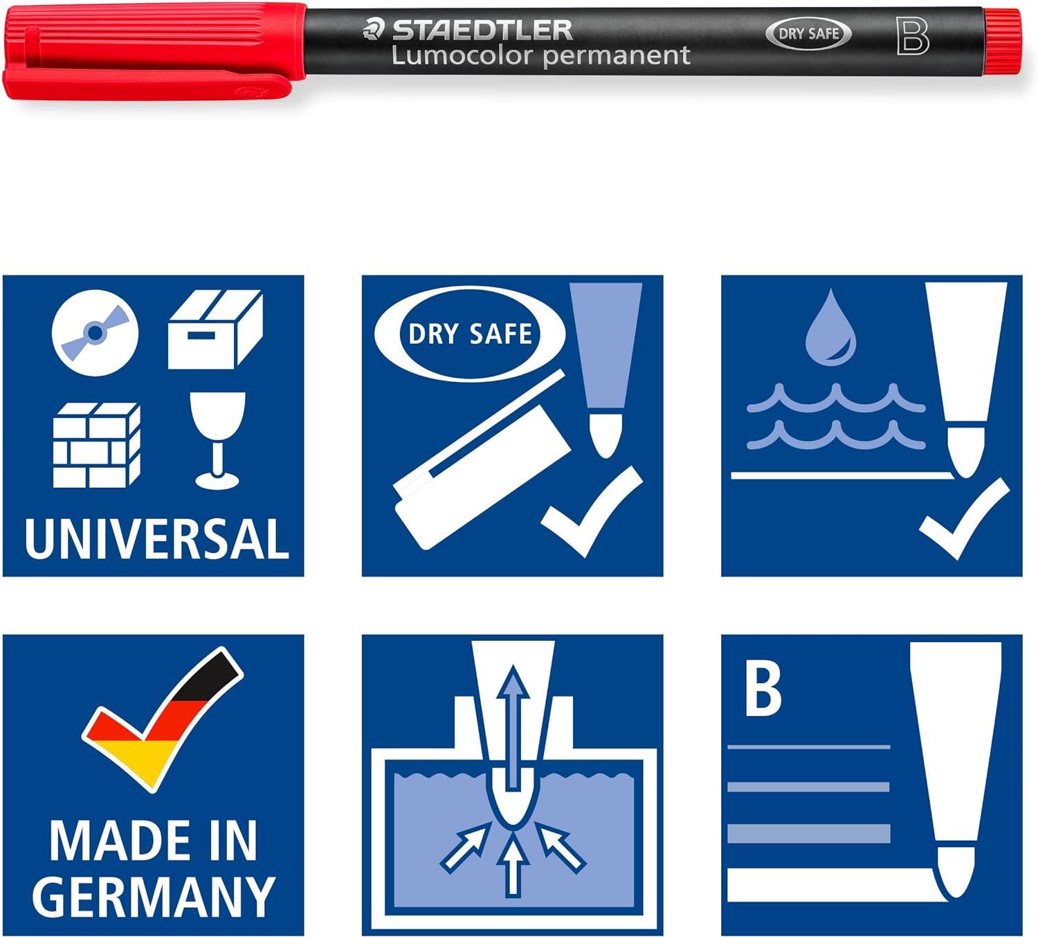 STAEDTLER Lumocolor Universal Pen, Broad Chisel, Felt Tip, Permanent ...